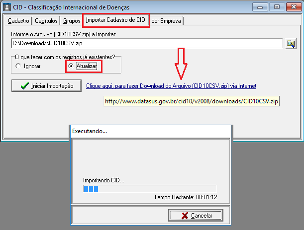 Como Atualizar a Tabela CID - Código Internacional de Doenças – Metadados